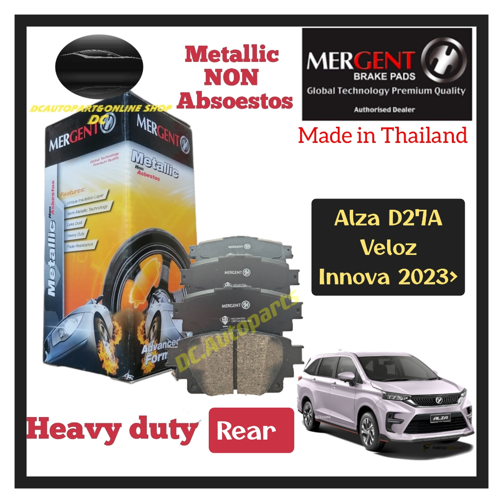 (MADE IN THAILAND) MERGENT REAR DISC BRAKE PAD PERODUA ALZA D27A TOYOTA ...