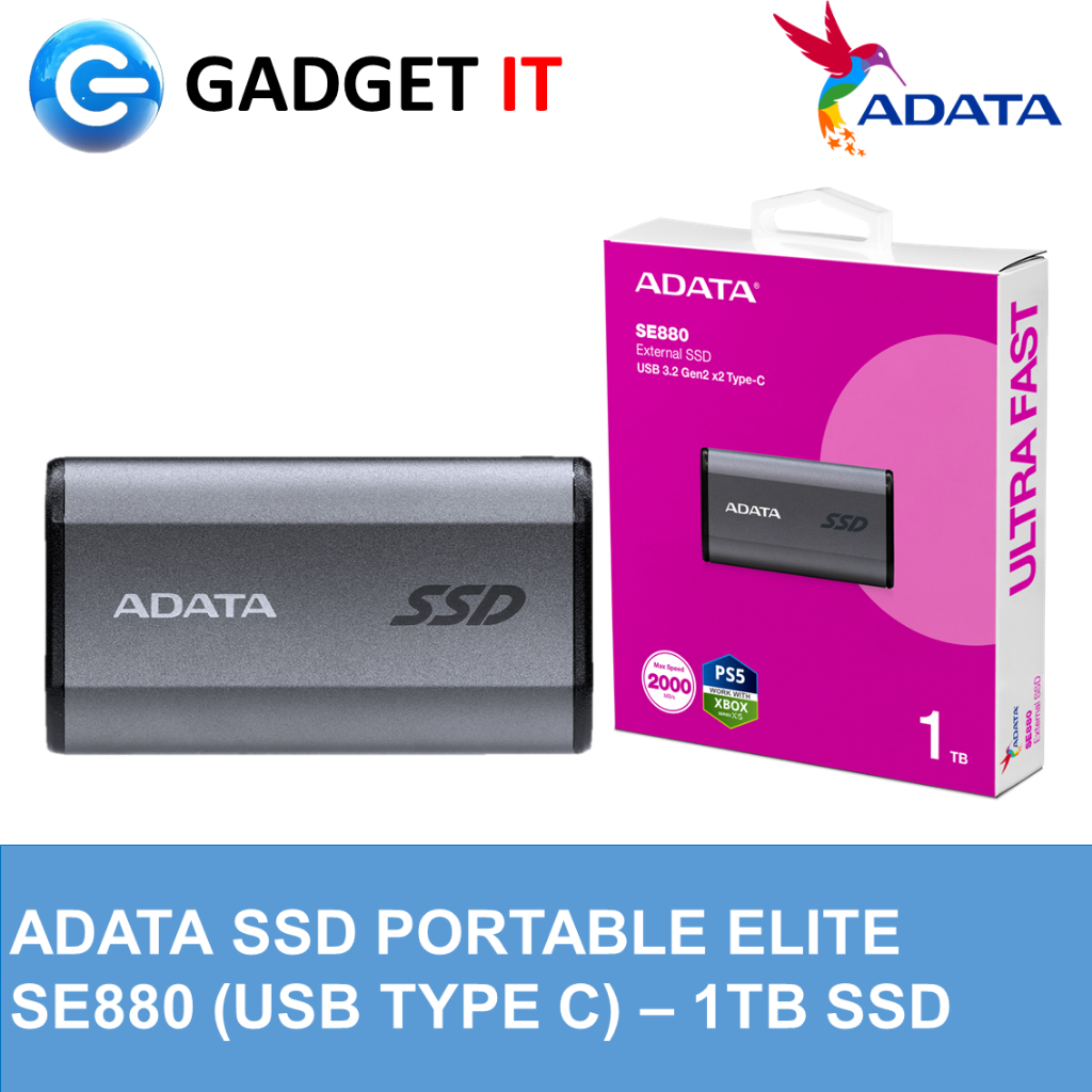 ADATA SSD PORTABLE ELITE SE880 (USB TYPE C) – 1TB SSD | Shopee Malaysia