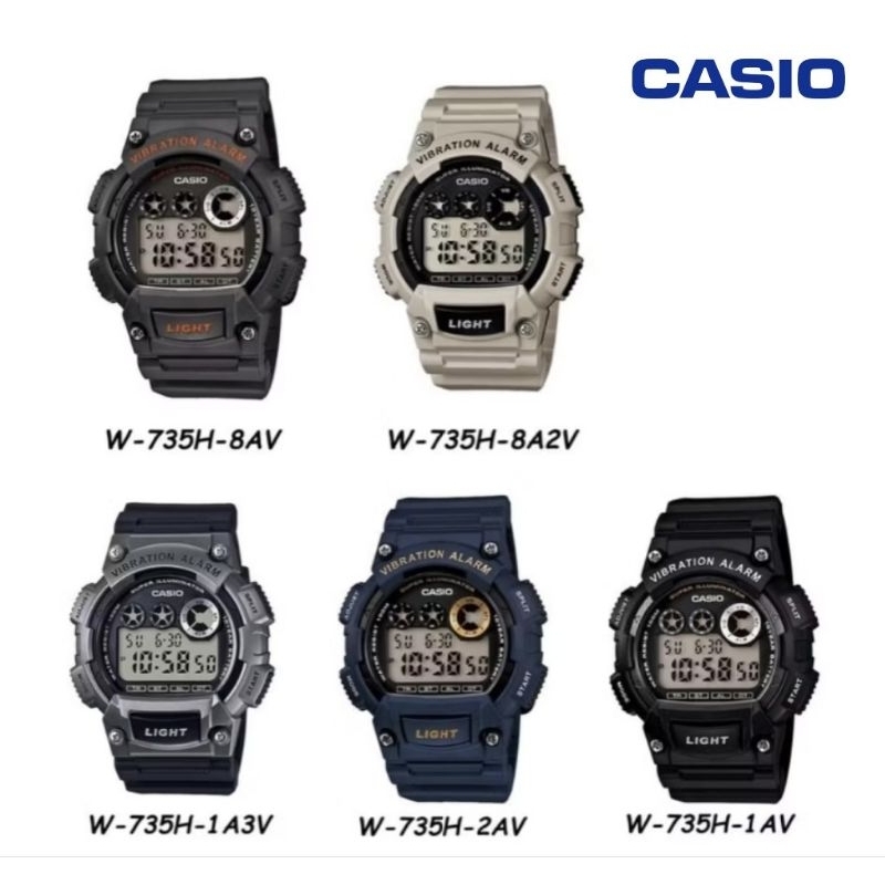 ORIGINAL CASIO [2YEARS WARRANTY] W-735H Men Watches YOUTH VIBRATION ...