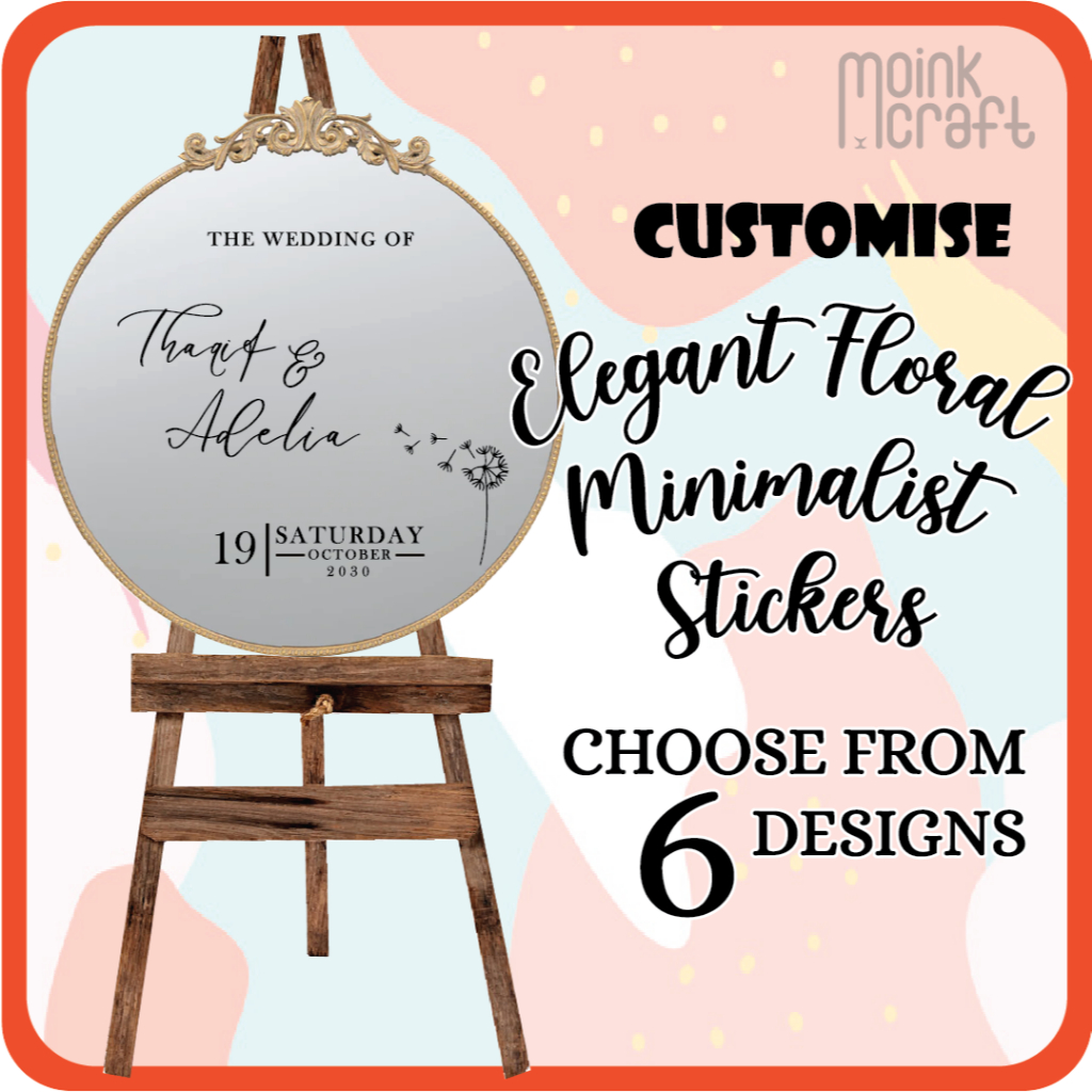 Custom Elegant Floral Minimalist Welcome Wedding Round Mirror Vinyl ...