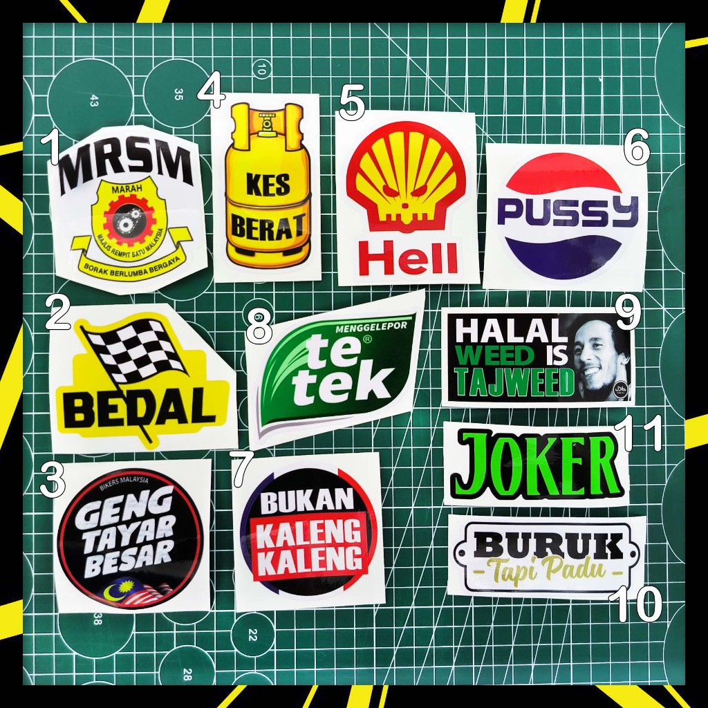 STICKER MOTOR MRSM BEDAL TE TEK JOKER HELL GENG TAYAR BESAR BURUK TAPI ...