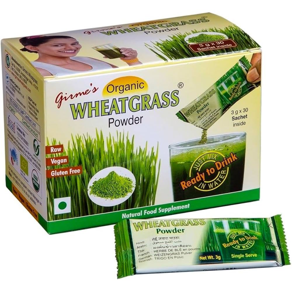 GIRME'S Organic Wheatgrass Powder( 3gX30sachets)-Raw&Gluten Free/Halal ...