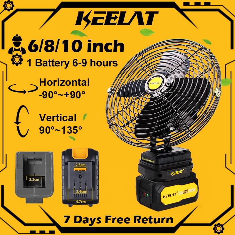 KEELAT 6/8 Inch Portable Fan Tent Traval Car Fans Rechargeable Mini Fan ...