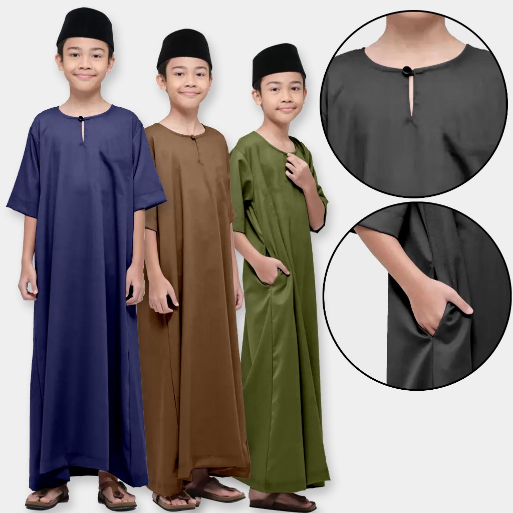 Jubah Kanak-kanak Jubah Lekai Budah Jubah Raya Lehar Bulat Lengan ...