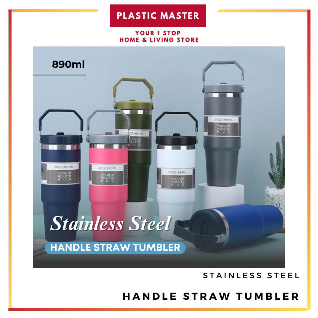 890ML 304 Stainless Steel Vacuum Flask Handheld Thermos Insulated Water Bottle Tumbler Botol Air ...