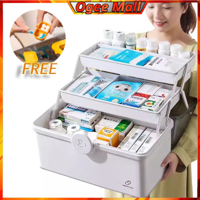 [Ready Stock]Large First Aid Kit Storage Box Transparent Plastic ...