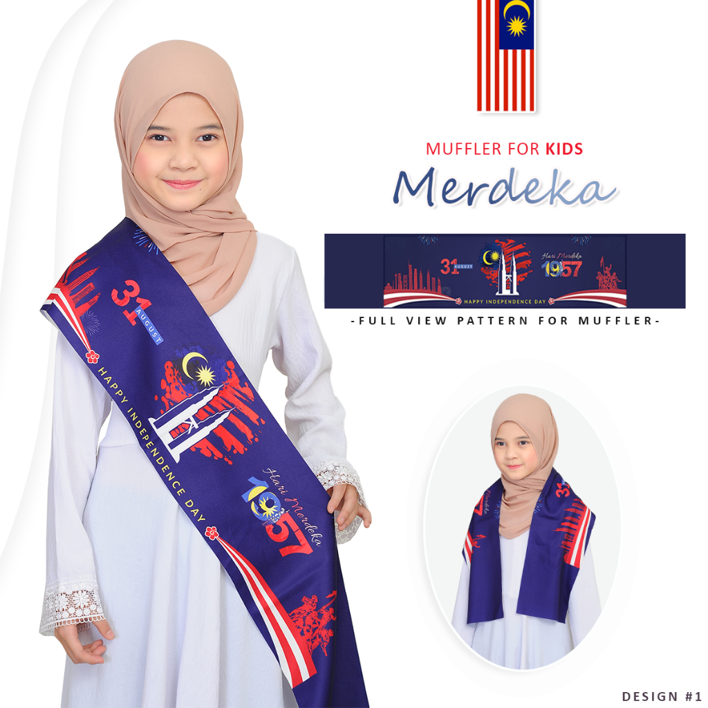 Muffler Scarf Merdeka Budak Modren Viral Merdeka 2024 Stylish Hijab ...