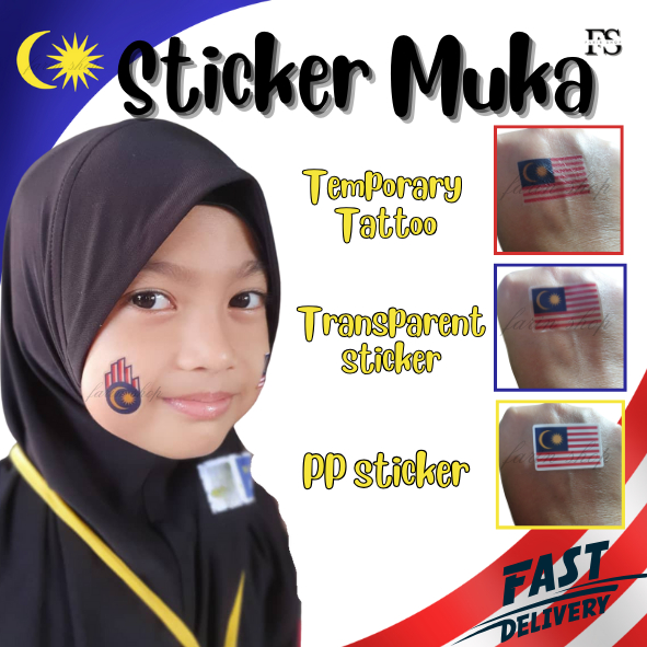 MERDEKA ️STICKER MUKA ️TEMPARORY TATTOO ️ Transparent STICKER ️PP ...
