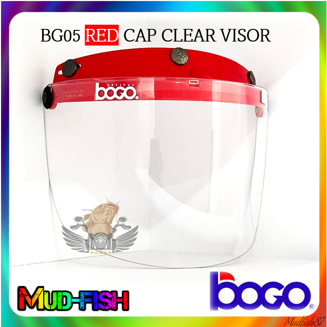 BOGO BG05 BG-05 3 BUTTONS RED COLOUR CAP MERAH (CLEAR VISOR) | Shopee ...