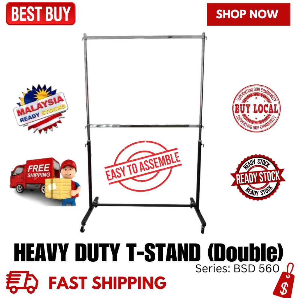 HEAVY DUTY T-STAND (DOUBLE) CLOTHES HEAVY DUTY NIGHT MARKET STAND ...
