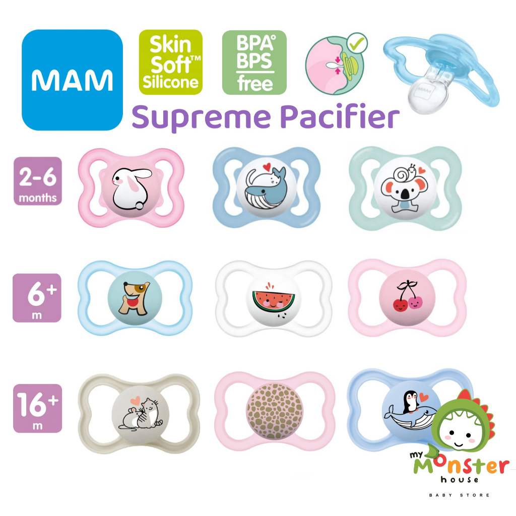 MAM Supreme Perfect Pacifier 2-6 months 6+ months 16+ months ( single ...