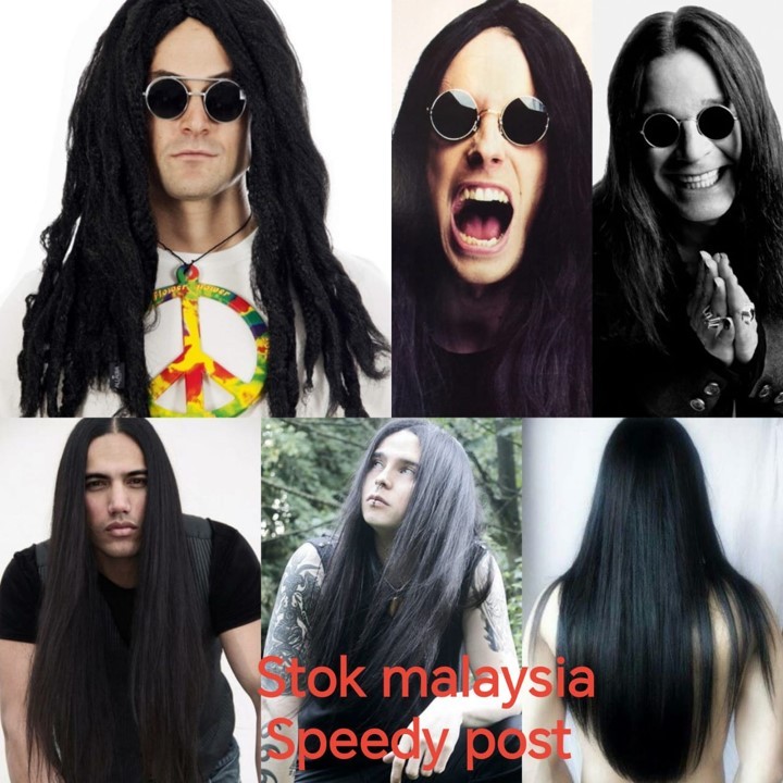 READY STOCK ROCK WIG ROCK HAIR WIG MEN WIG RAMBUT PALSU RETRO WIG R88 ...