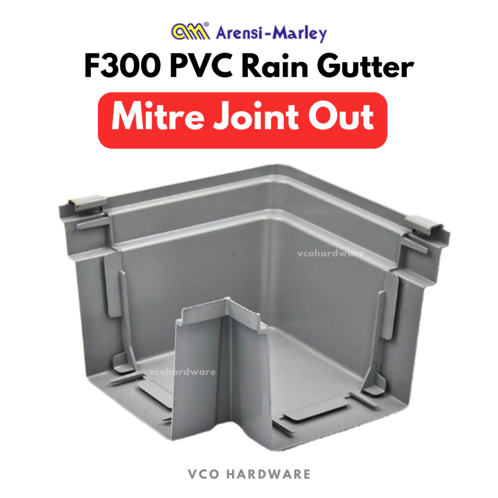 Arensi-Marley F300 PVC Rain Gutter Mitre Joint Out/Turun Air Salur Air ...