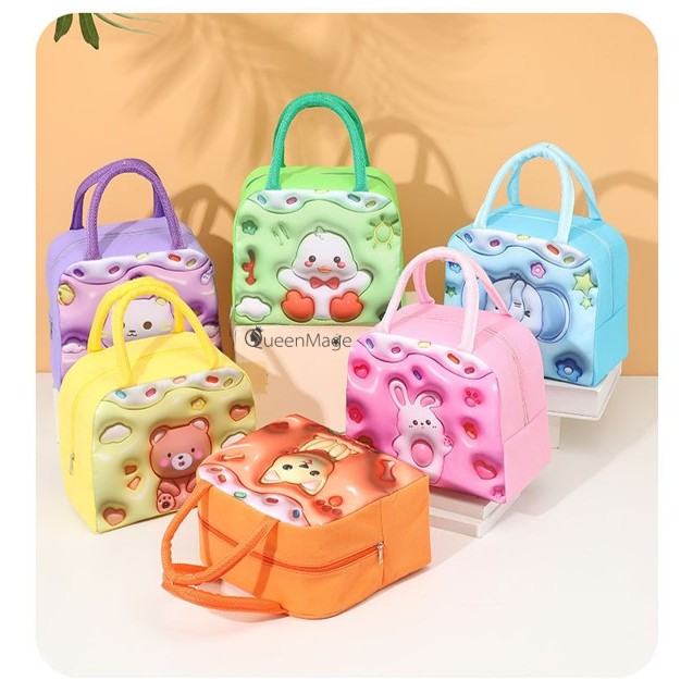 QMage 2D Cartoon Insulated Lunch Bag Reusable Lunch Box Cooler Bag Food ...