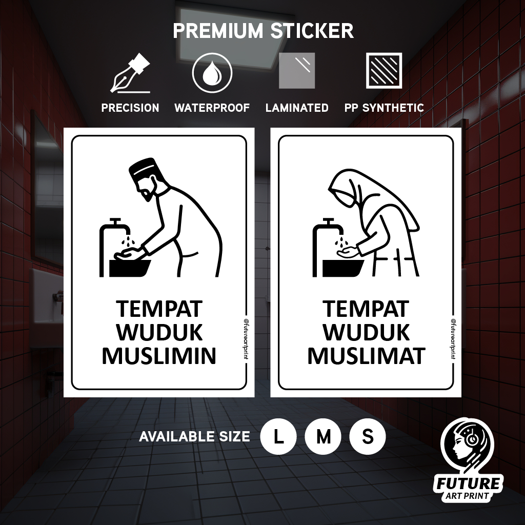 Tempat Wuduk Wudhu Wudu Muslimin Muslimat. Sticker Sign Signage Label ...