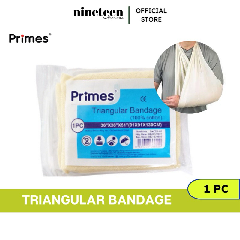 PRIMES Triangular Bandage / Kain Anduh (100%cotton) 36" x 36" x51" (91 x 91 x 130CM) 1piece/pack ...