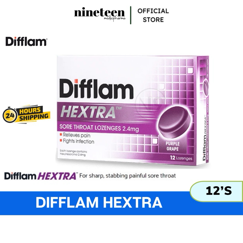 Difflam HEXTRA 2.4MG Sore Throat Lozenges- Purple Grape (12’s) | Shopee ...