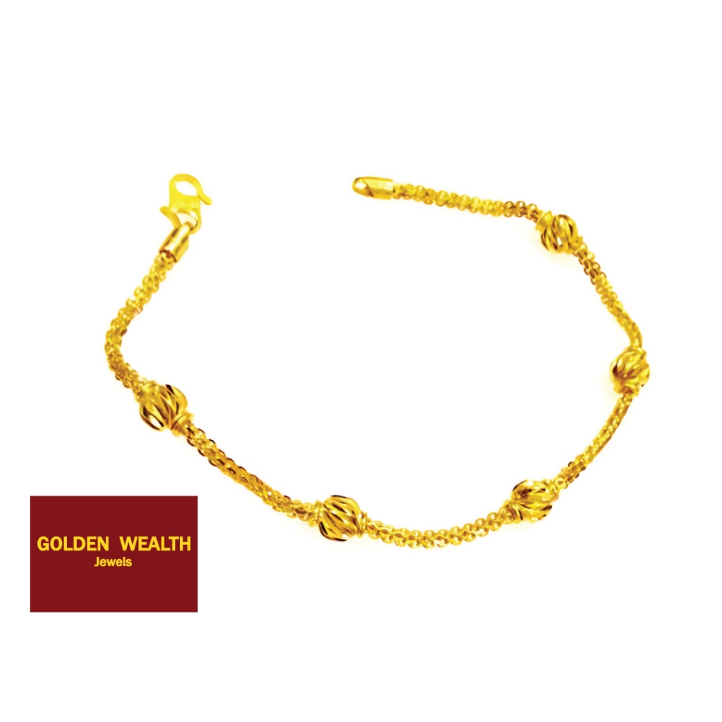 💯916 Gelang Tangan Padu Emas 916 3d Ball Ladies Gold Bracelet 女装实心手链 ...