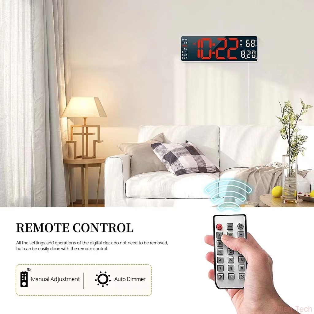 13" Clocks Digital Wall Clock Large Display LED Digital Clock with ...