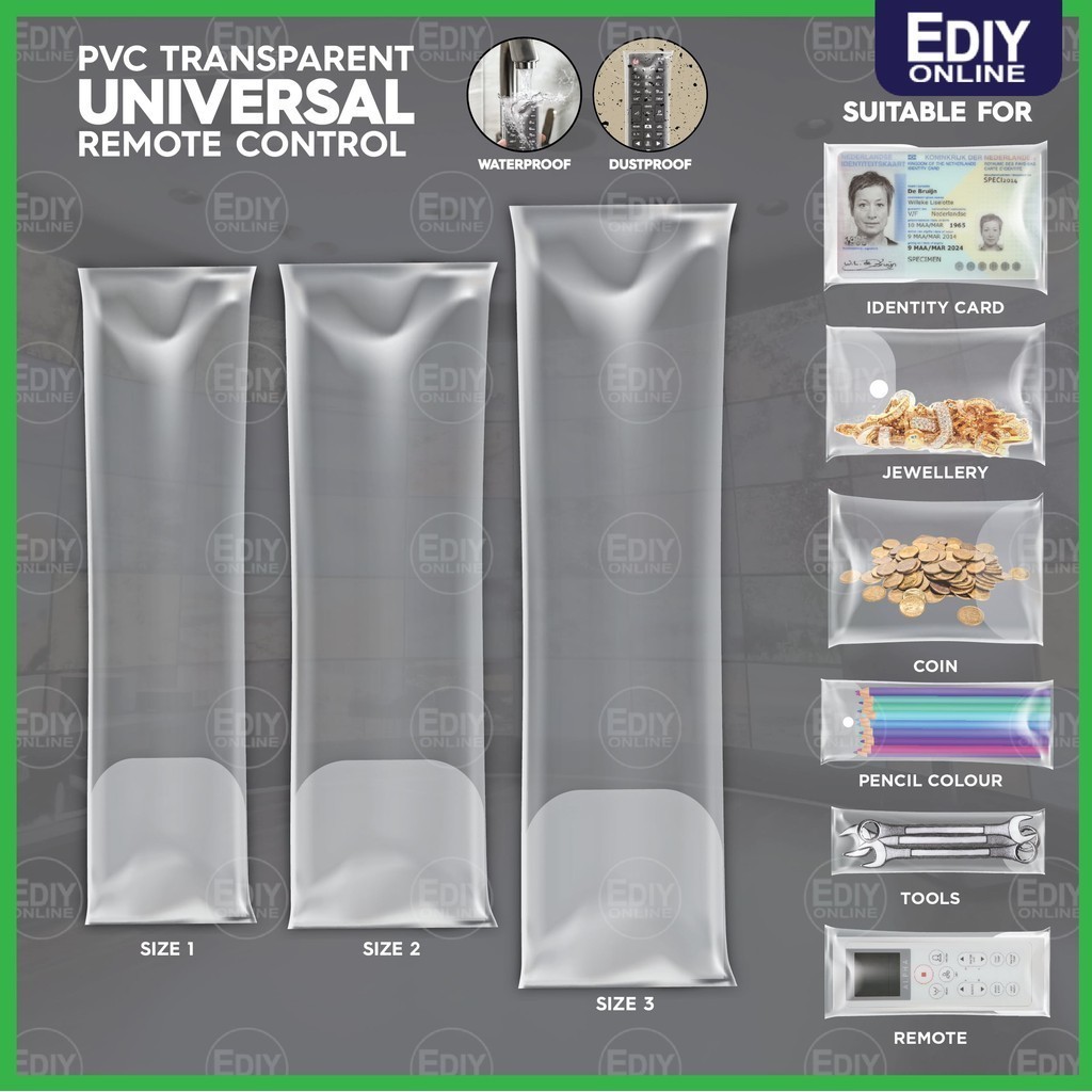 Transparent PVC TV Aircond Universal Remote Control Cover Travel ...