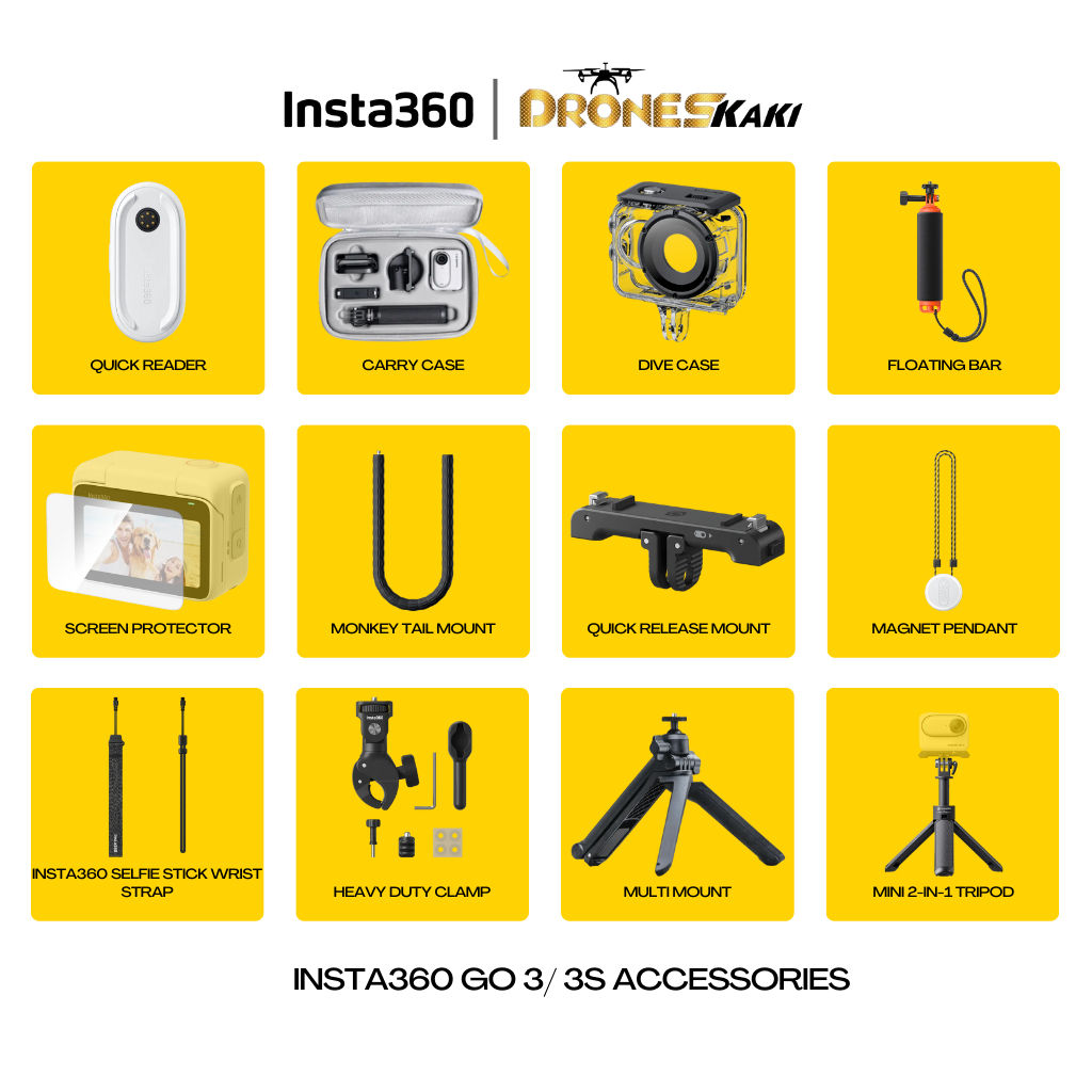Insta360 GO 3/3S Original Accessories (Quick Reader, Dive Case ...