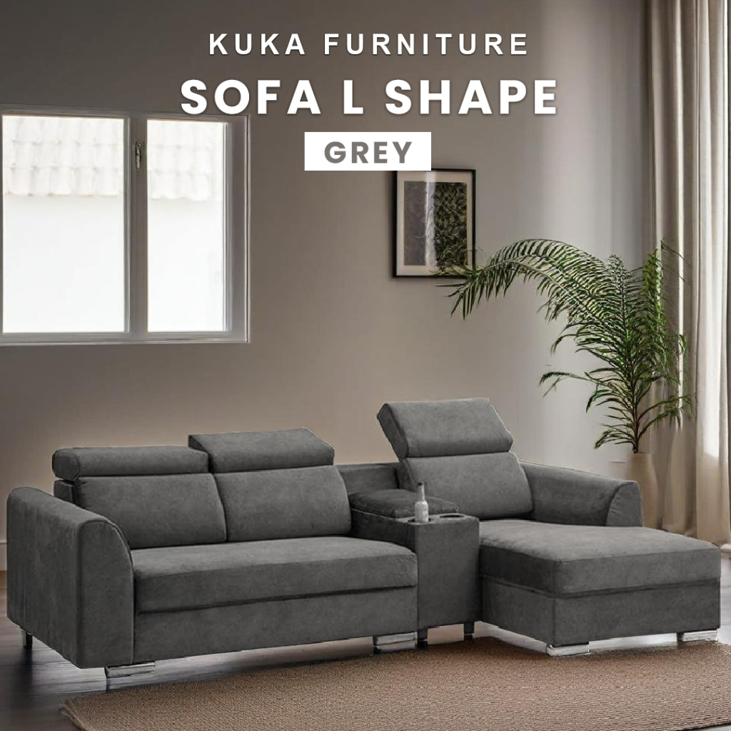 L Shape Sofa Murah Sofa Besar Stool Kusyen Cushion Velvet Fabric Ikea ...