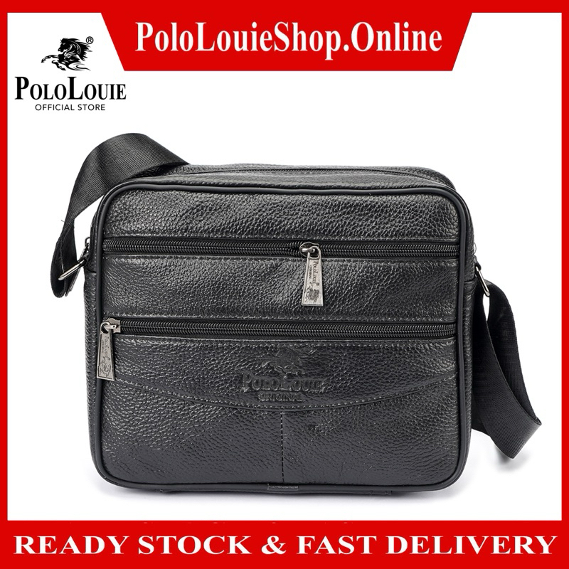 Original Polo Louie Men Genuine Leather Sling Shouoder Bag Horizontal ...