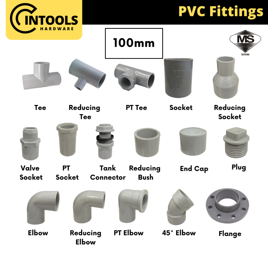 100MM PVC Pipe Fittings Grey Class D SWV Connector Elbow Socket Valve ...