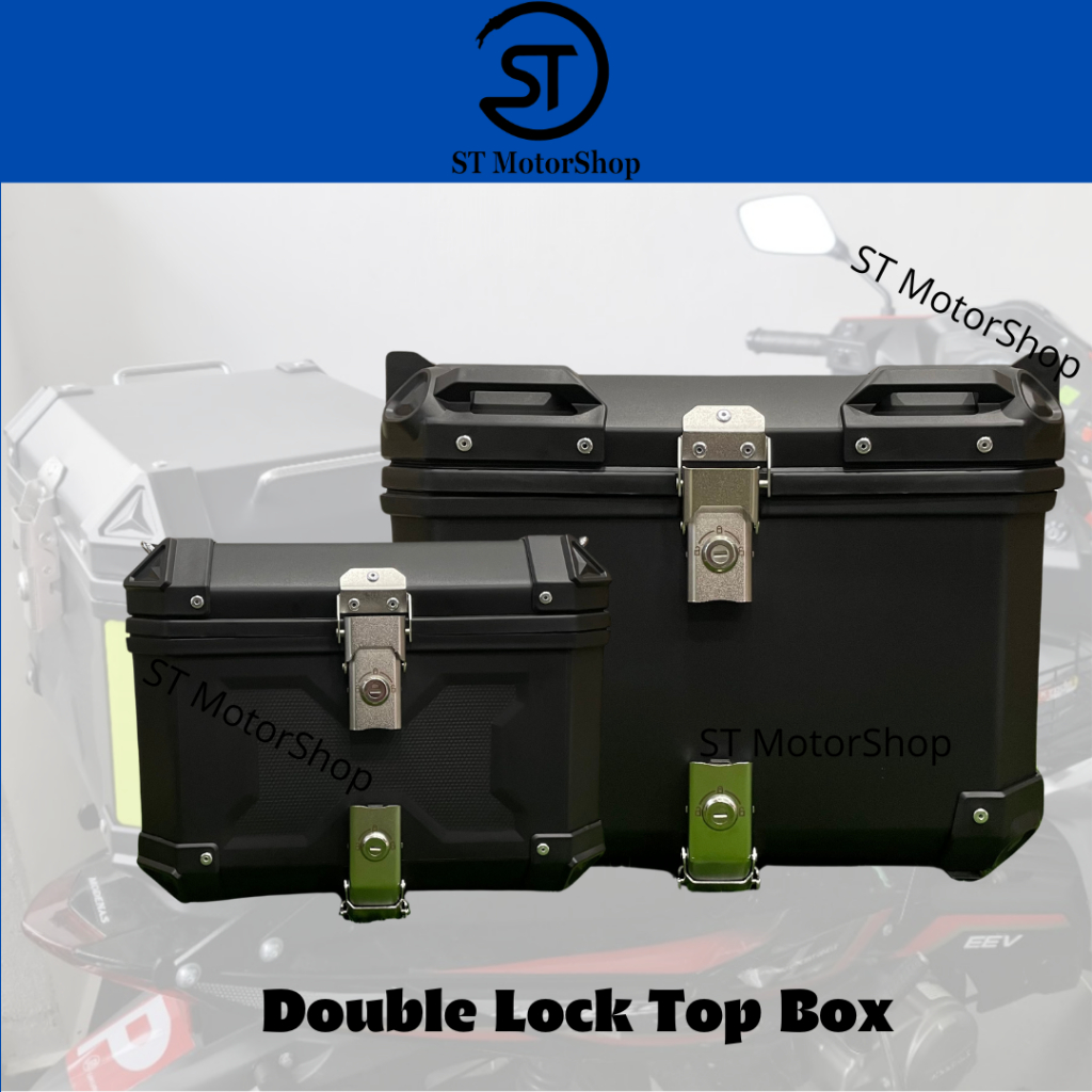 Motorcycle Double Lock Top Box Kotak Motor 45 Liter 45L With Universal ...