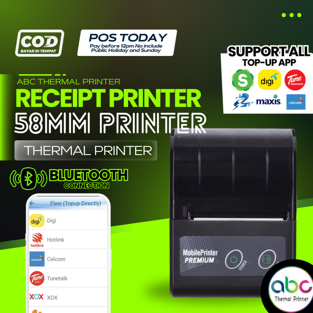 MPT - 𝗙𝗥𝗘𝗘POS!! Bluetooth Receipt Printer SRS Thermal Resit 58mm Print ...