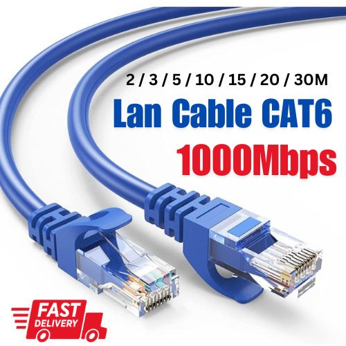 2M//3M/5M/10M/15M/20M/ CAT6 RJ45 LAN Network Cable Gigabit Ethernet For Modem Router Tv Box ...