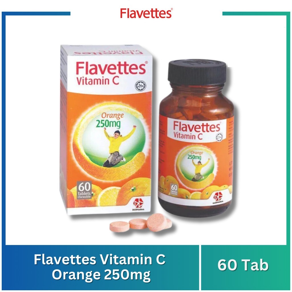 Flavettes Vitamin C 250mg (orange) for Adult (60's) | Shopee Malaysia