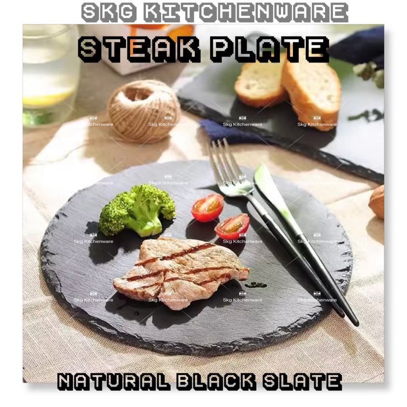 Natural Black Slate Plate Dinner Plate Serving Plate Round Slate Plate ...
