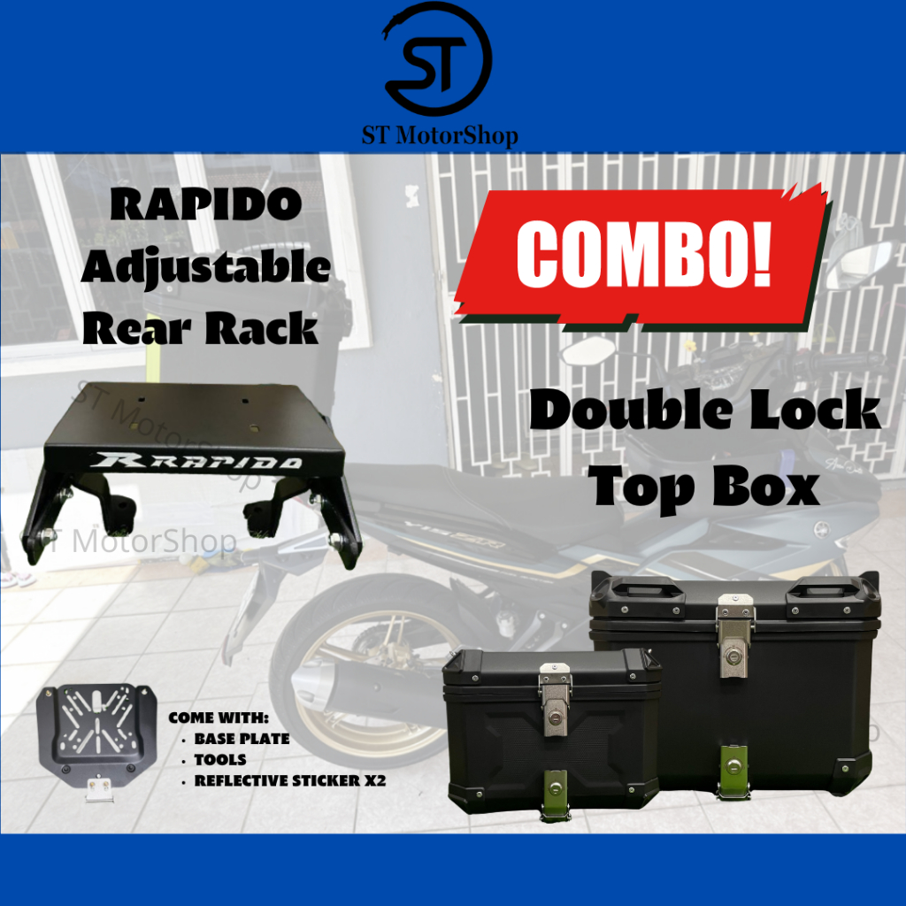 RAPIDO Rack Lipat Top Box 45 Liter Motorcycle Double Lock Box ...