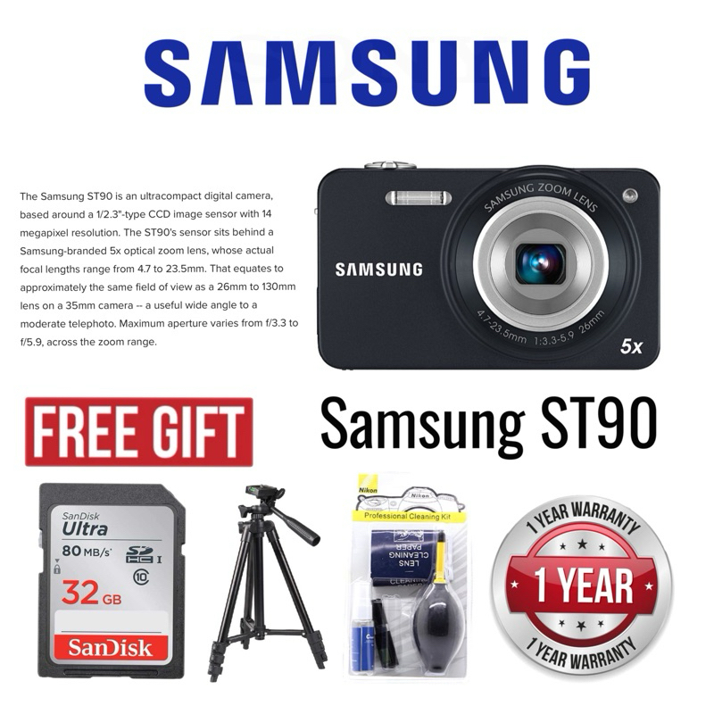 SAMSUNG ST90 14MP 5X ZOOM COMPACT CAMERA DIGITAL CAMERA SUPER SLIM CCD ...