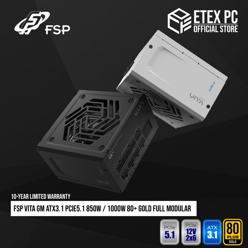 FSP VITA GM ATX3.1 PCIe5.1 850W / 1000W 80+ Gold Full Modular Power Supply - Black / White ...