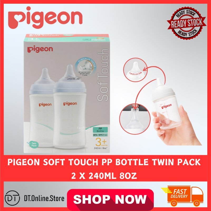 Pigeon Soft Touch PP Bottle 3+Months 2x240ml 8oz(79758) | Shopee Malaysia