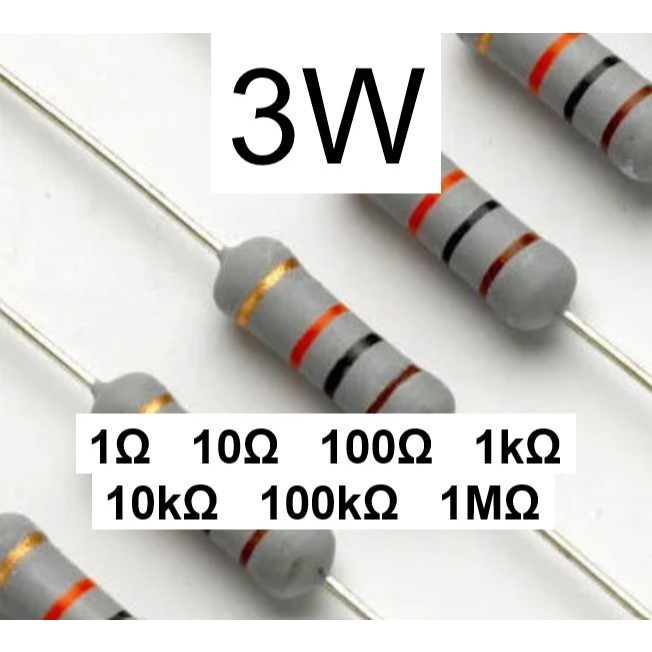 (10pcs) 3W Metal Oxide Carbon Film Resistor - (1 ohm to 1M ohm) - 5% Tolerance - Perintang 3 ...