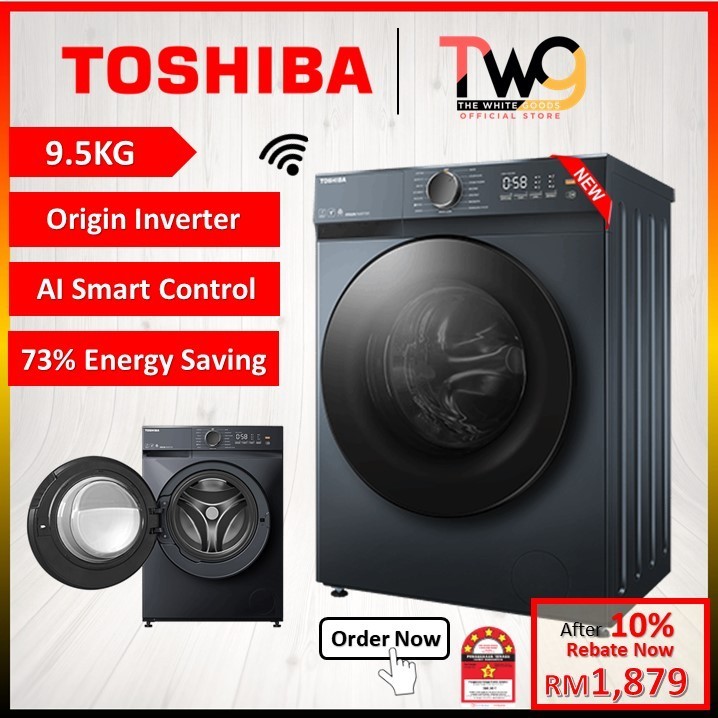 [WITH GIFT] TOSHIBA 9.5KG AI FRONT LOAD INVERTER WASHER TW-BK105S2M TW-T21BU105UWM(MG) WASHING ...