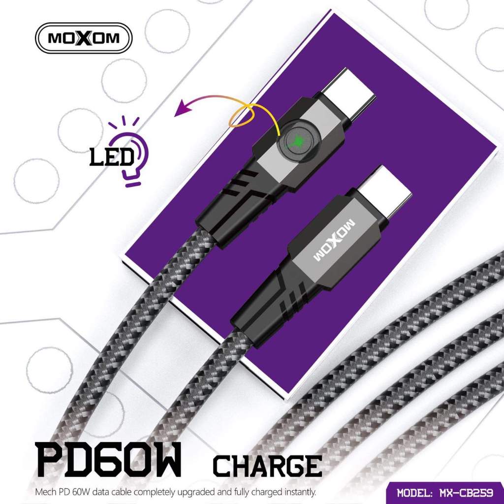 MOXOM MX-CB259 PD 60W Type C To Type C Cable USB C Fast Charging LED ...