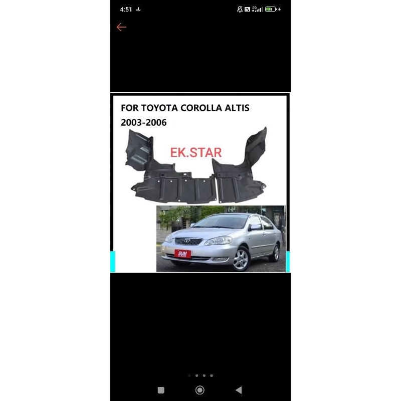 TOYOTA ALTIS ZZE121 01-06 YEAR ENGINE UNDER COVER SPLASH COVER | Shopee ...