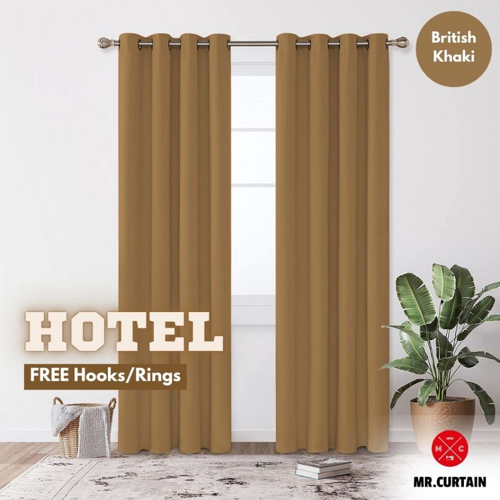 MR.CURTAIN Hotel Langsir Blackout Siap Jahit Plain Cangkuk & Ring ...