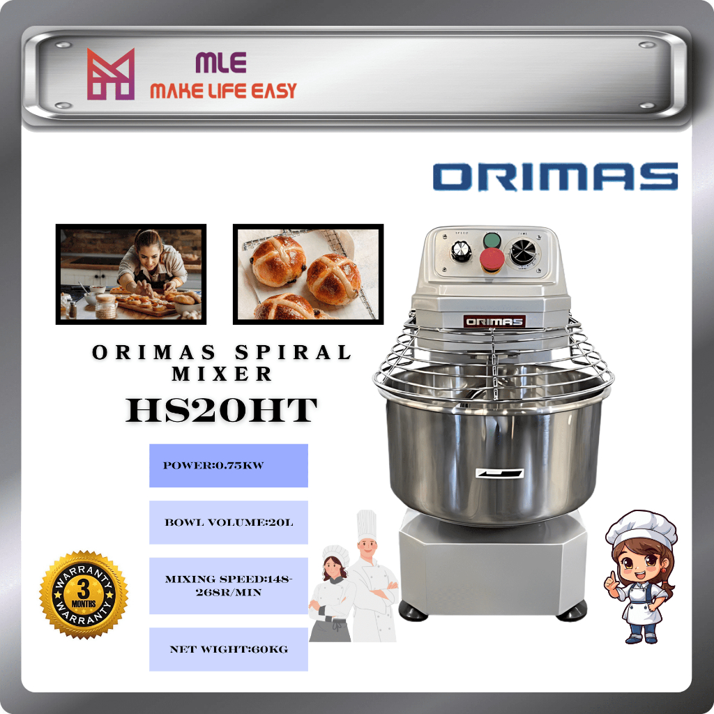 ORIMAS HS20HT Spiral Mixer Food Dough Mixer 20L 8 KG Commercial Heavy ...