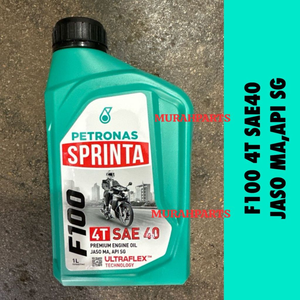 (1 LITER) PETRONAS SPRINTA OIL F100 4T SAE40 PREMIUM ENGINE OIL JASO MA API SG MINYAK HITAM ...