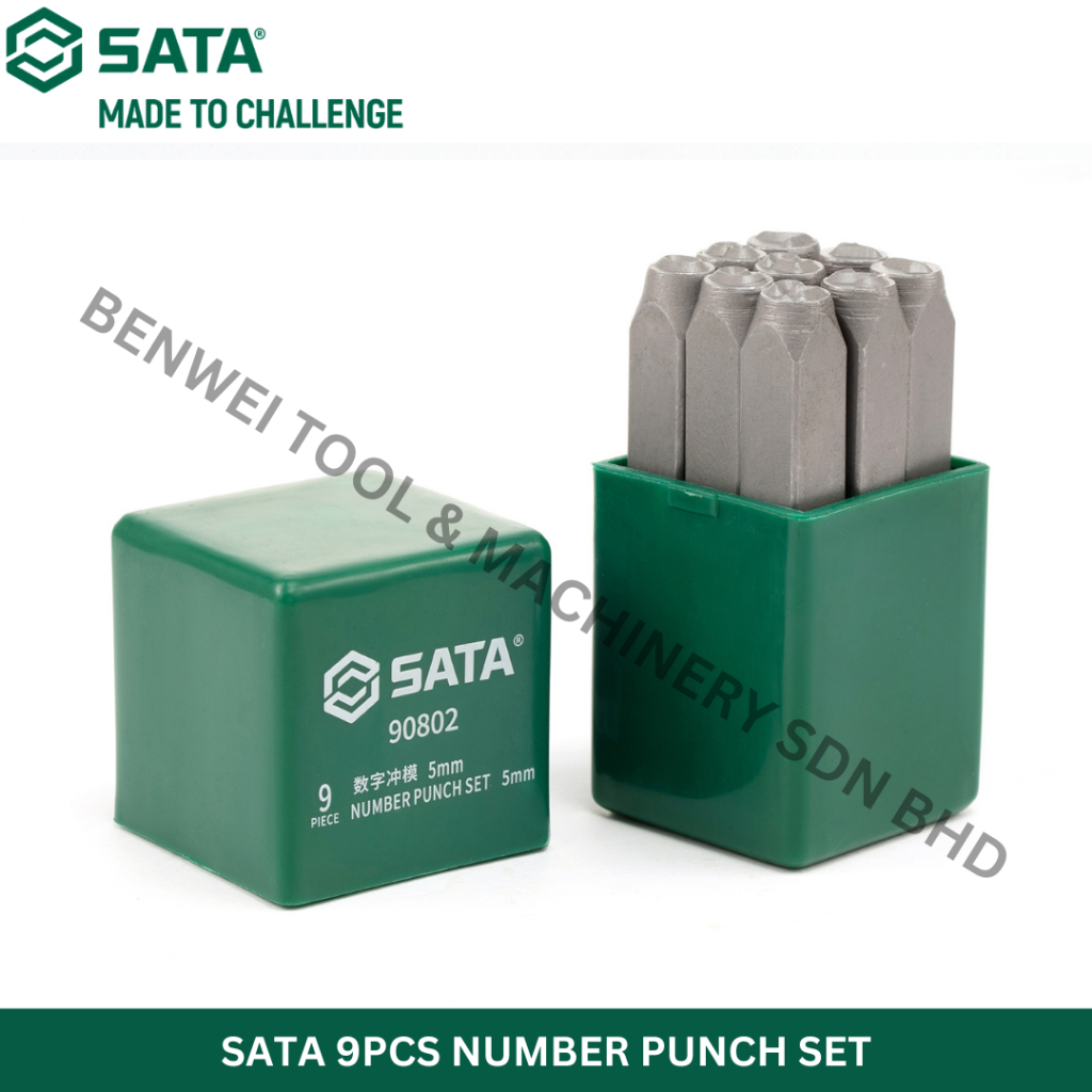 SATA 9PCS PROFESSIONAL NUMBER PUNCH SET / NUMBER STAMP PUNCH / NOMBOR ...