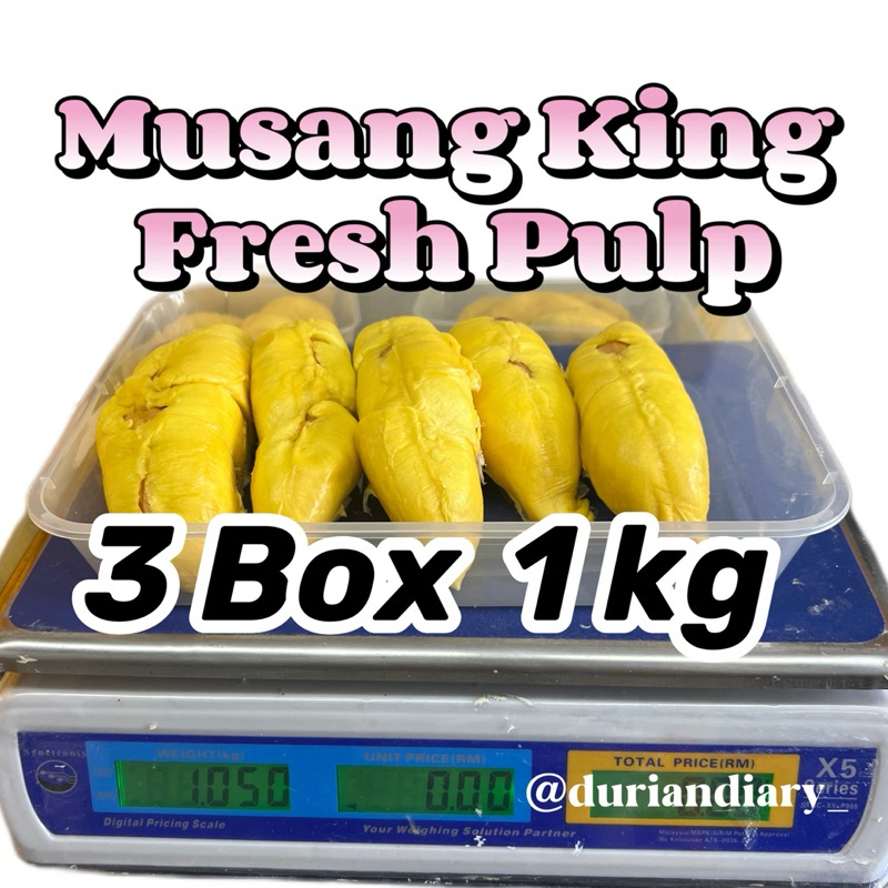 (Pre order) Raub Musang King durian fresh pulp 3box 1kg 劳勿高山老树黑金猫山王盒装果粒 ...