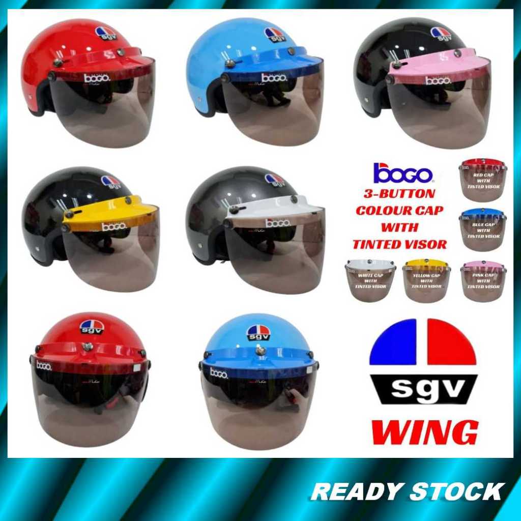 SGV Wings Half Helmets Motorcycle Original SIRIM With BOGO 3-Button ...