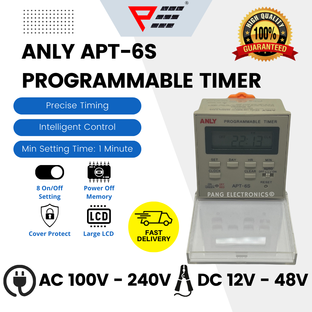 ANLY APT-6S AC Timer DC Timer 100V-240V 12V-48V Taiwan Digital Programmable Electronic Timer ...