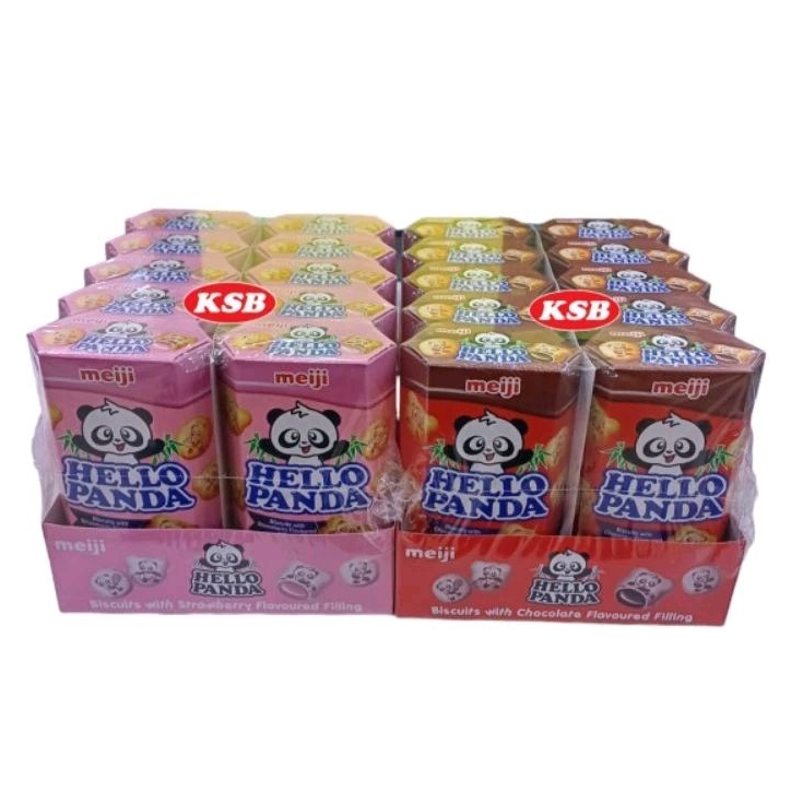 【43g x10pcs】Meiji Hello Panda Biscuits With Chocolate/Strawberry ...