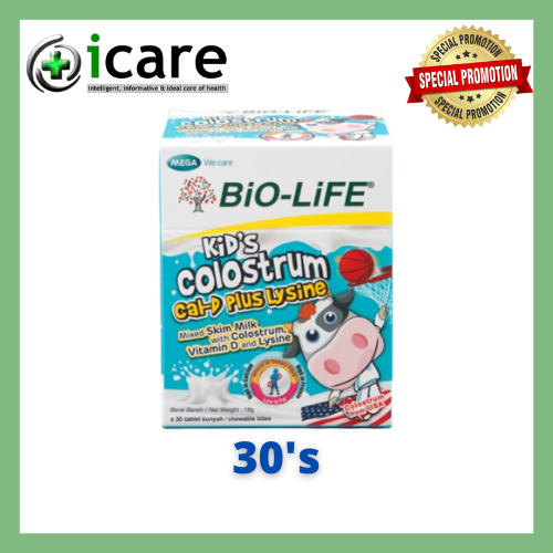 BIO-LIFE KIDS COLOSTRUM CAL-D PLUS LYSINE 60'S ( EXP DATE : 08/2025 ...